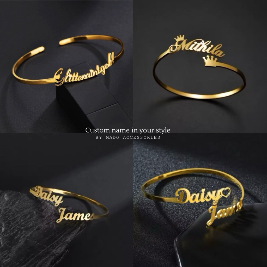 MADO🇹🇭Custom Name Bangle กำไลชื่อ, กำไลสั่งทำ,มีหลายแบบ,ของขวัญ🎁พร้อม ...