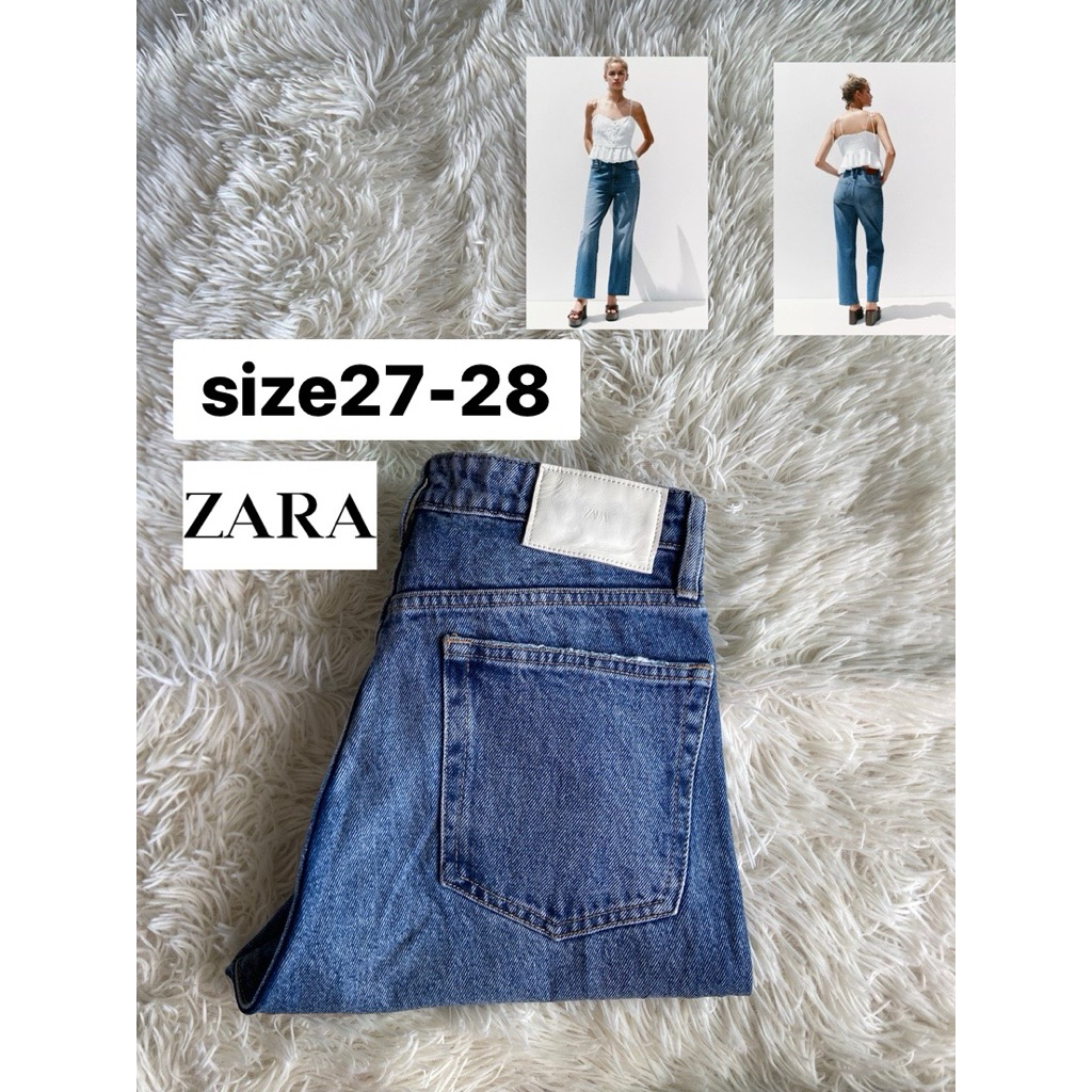 ZARA Straight High Jeans แท้💯%มือสอง | Shopee Thailand