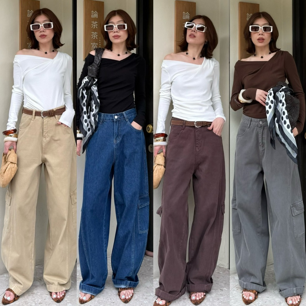 9285🍫🥨New Arrival 🥨🍫STUDIOX2 BAGGY CARGO BARREL JEANS (SMLXLXXL 690 ...