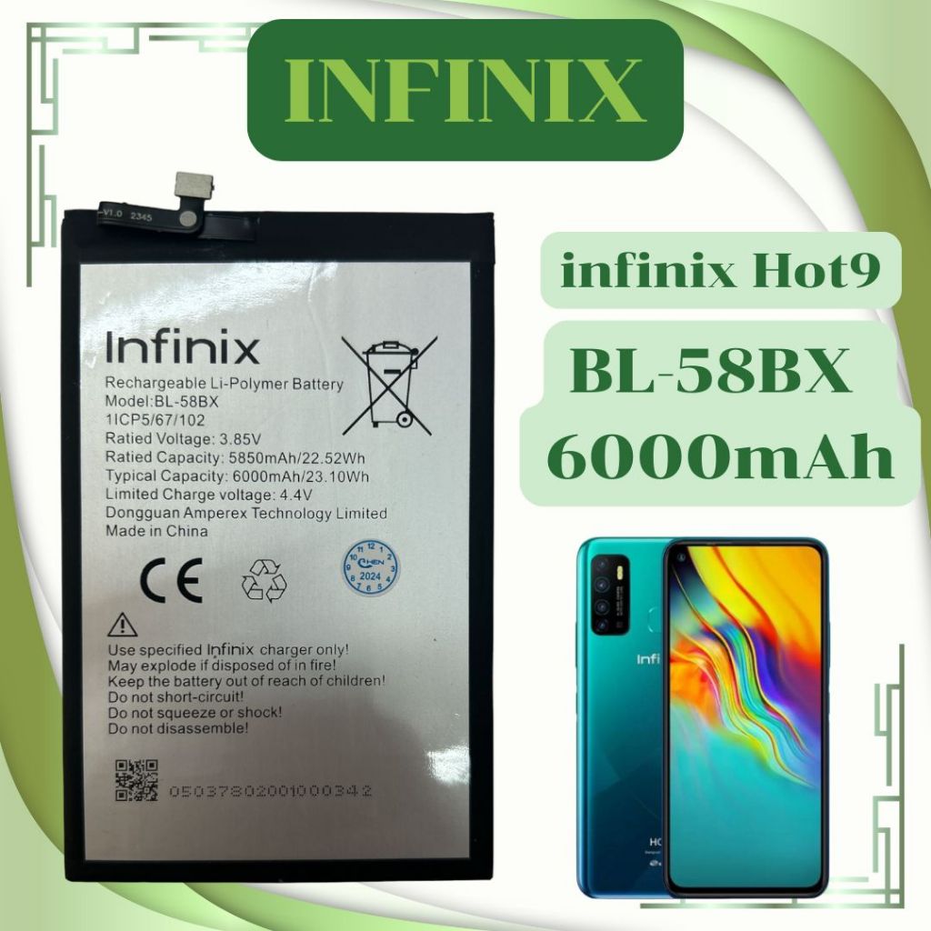 แบตเตอรี่ Infinix Hot 9 Play X680 Hot 10 Play X688 HOT 10S BL-58BX ...