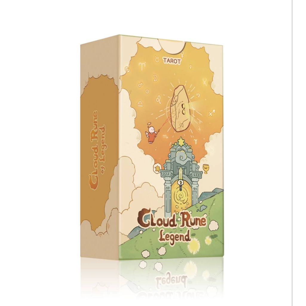 Cloud Rune Legend Tarot ไพ่ยิปซีแท้ธีมการ์ตูนพร้อมคีย์เวิร์ดบนหน้าไพ่ ...