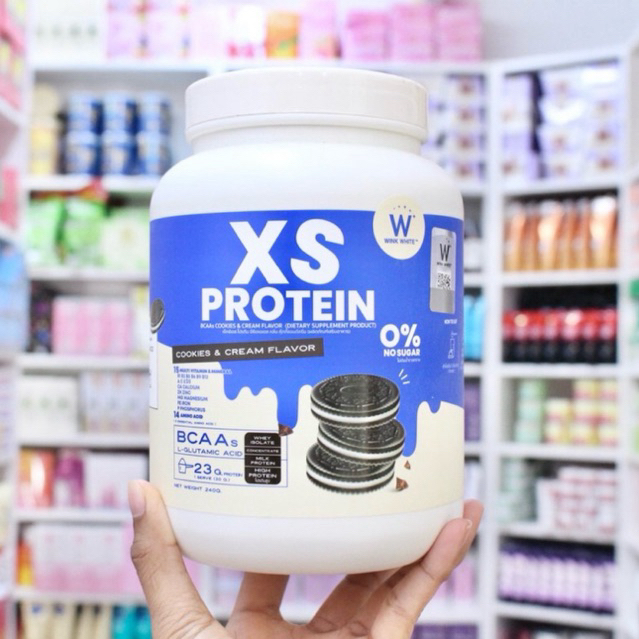โปรตีนวิงค์ไวท์ รสคุ้กกี้แอน์ครีม 240g. WINK WHITE XS PROTEIN COOKIE ...