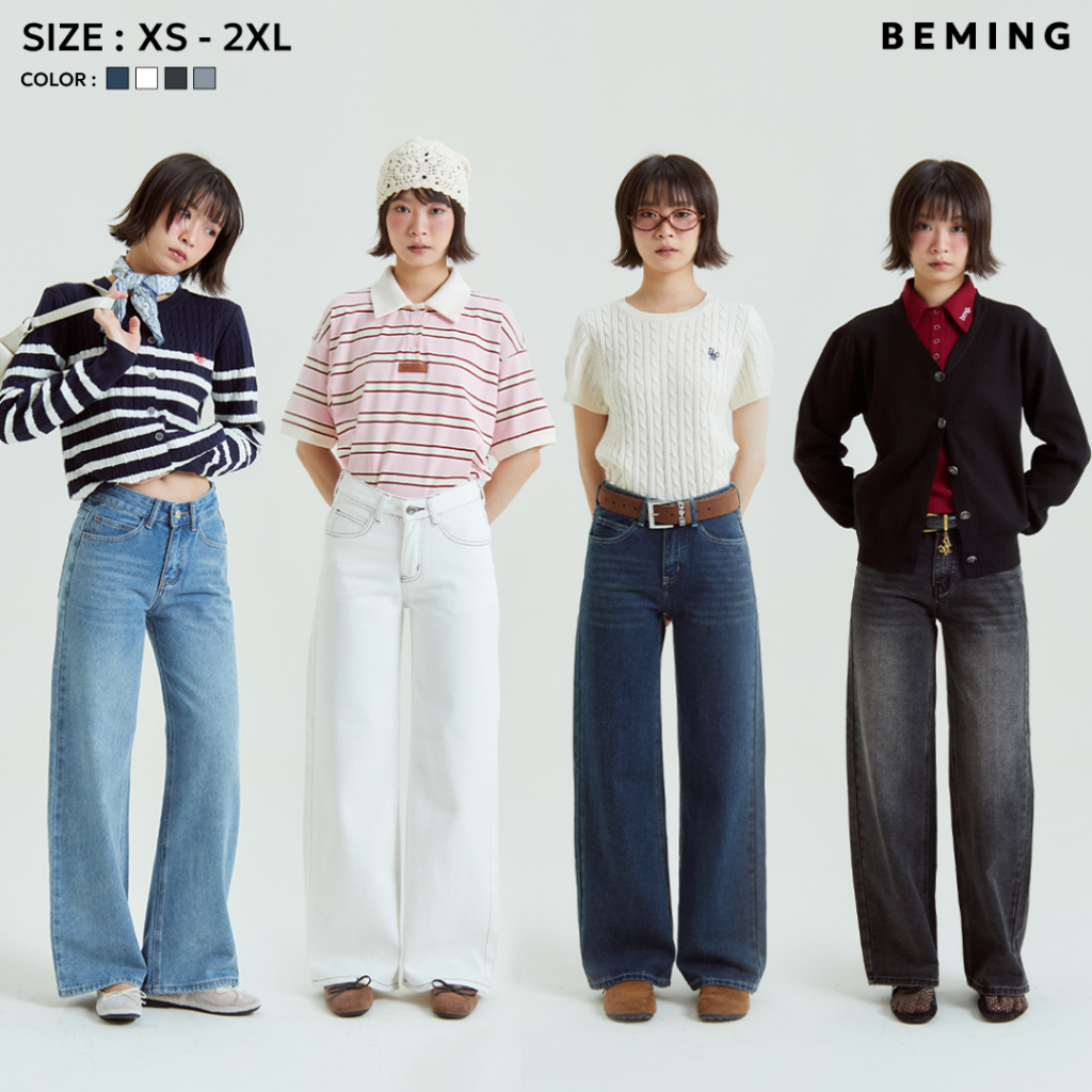 Bemingjeans087(XS-4XL)-BMG Mono Straight Jeans – ยีนส์ขากระบอกใหญ่ที่ ...