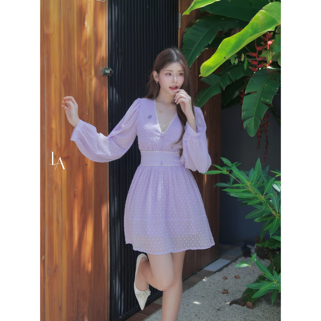 [LALAPIS] มินิเดรส แฟร์รี่ เดรส ผ้าชีฟองสวีทดอท (LA356) | Shopee Thailand