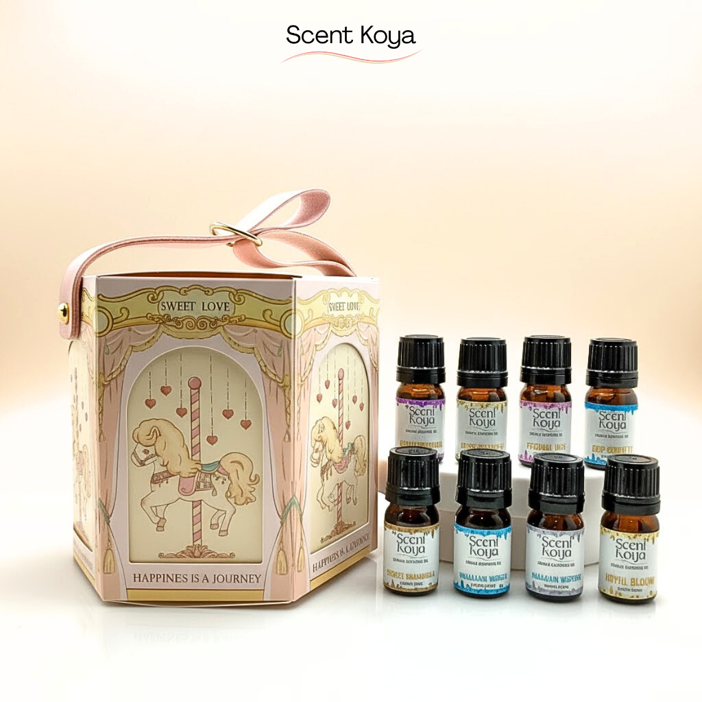 น้ำมันหอมระเหยแท้ Scent Koya Aroma Essential Oil Box Set ม้าหมุน (5 ml ...