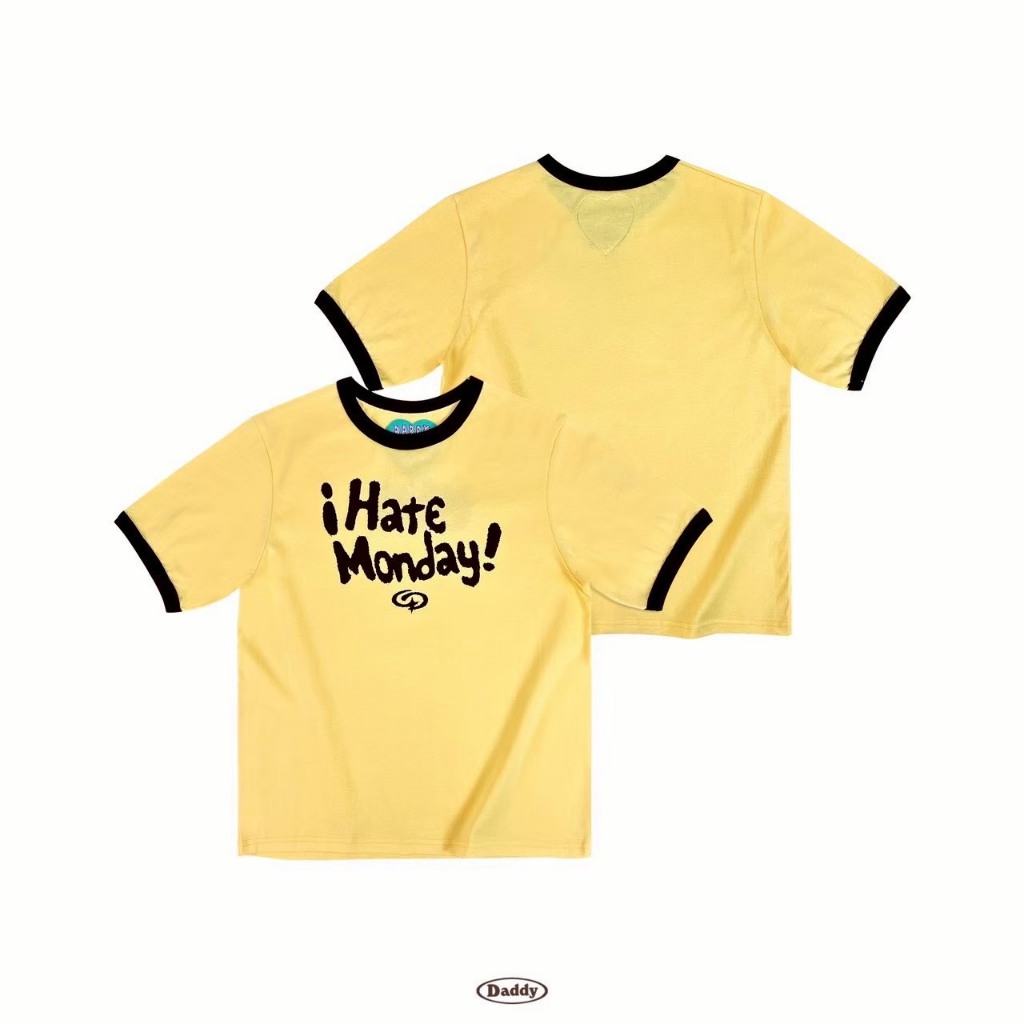 DADDY | I Hate Monday Boxy Ringer Tee เสื้อยืด สีเหลือง สุดน่ารัก ...