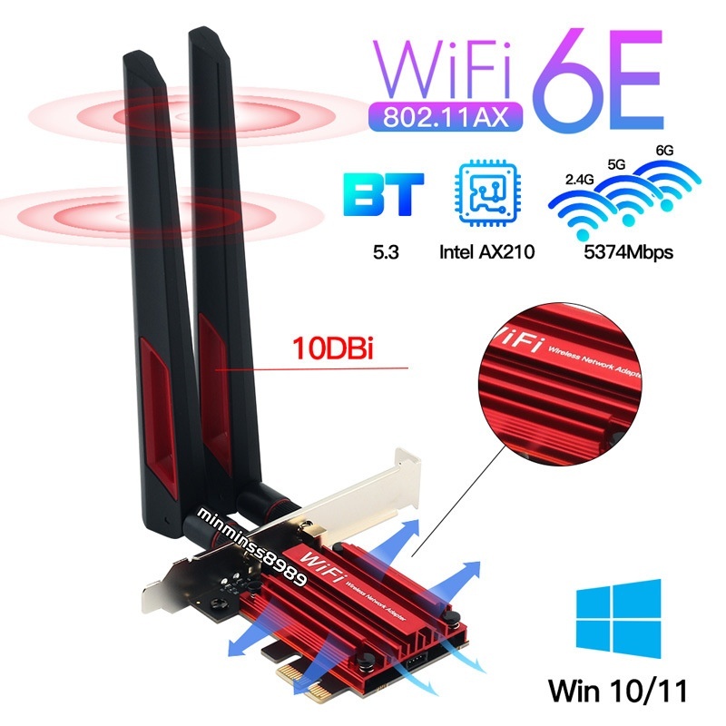 Adapter M2/NGFF TO PCIE AX210 Intel WiFi 6E Bluetooth 5.3 MU-MIMO ...