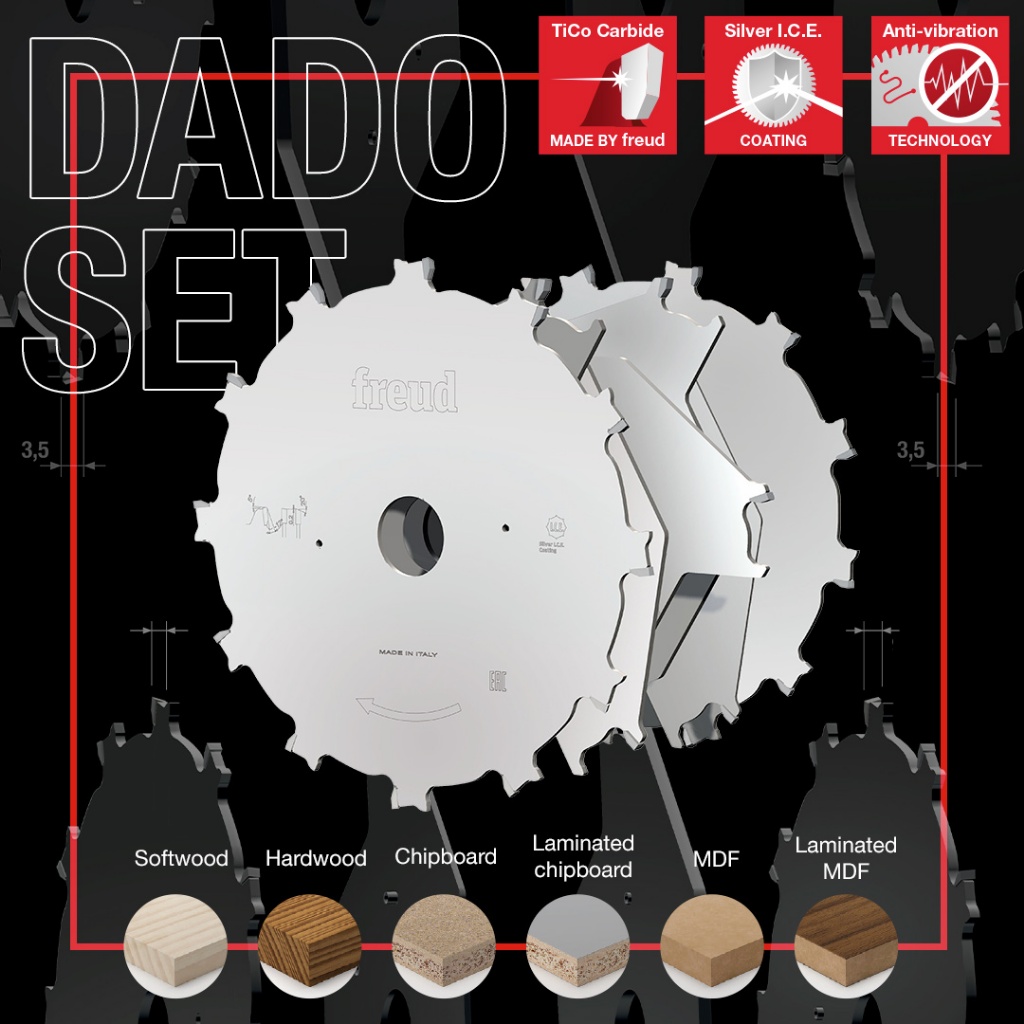 FREUD Saw Blade Dado Set 207x30-34 GL20701M Freud ชุดใบเลื่อยเซาะร่อง 8 ...