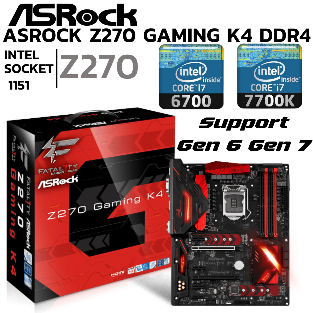 MAINBOARD (เมนบอร์ด) 1151 ASROCK Fatal1ty Z270 Gaming K4 DDR4 Support ...