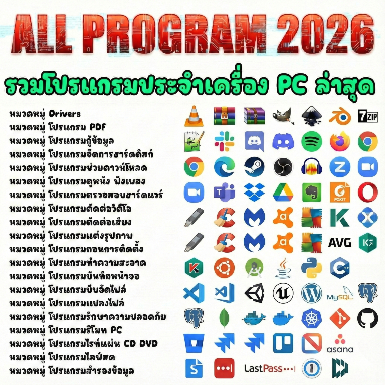 ALL Program 2026 รวมโปรแกรมประจำเครื่องล่าสุด(WINDOWS) | Shopee Thailand