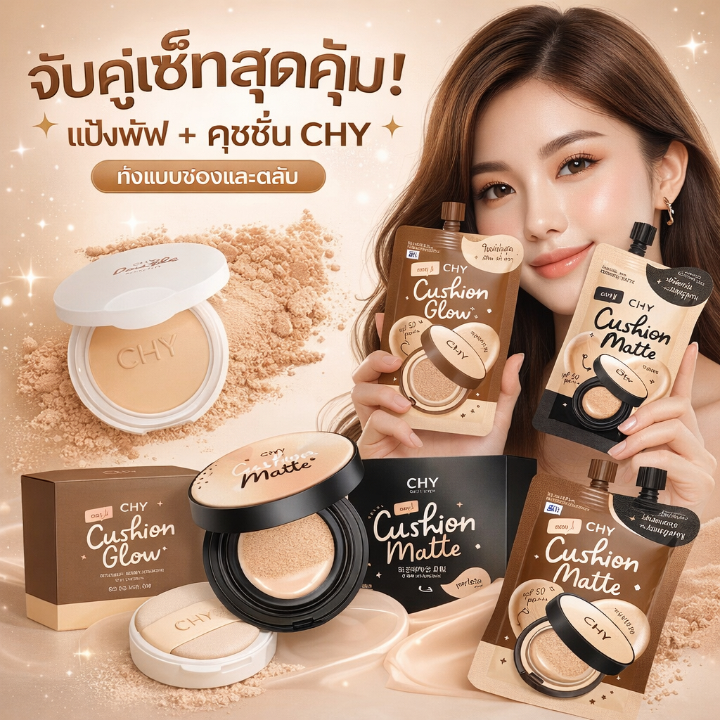โปรคู่ ถูกกว่า CHY CUSHION ใช้คู่กับแป้งผสมรองพื้น CHY DOUBLE BEAUTY ...