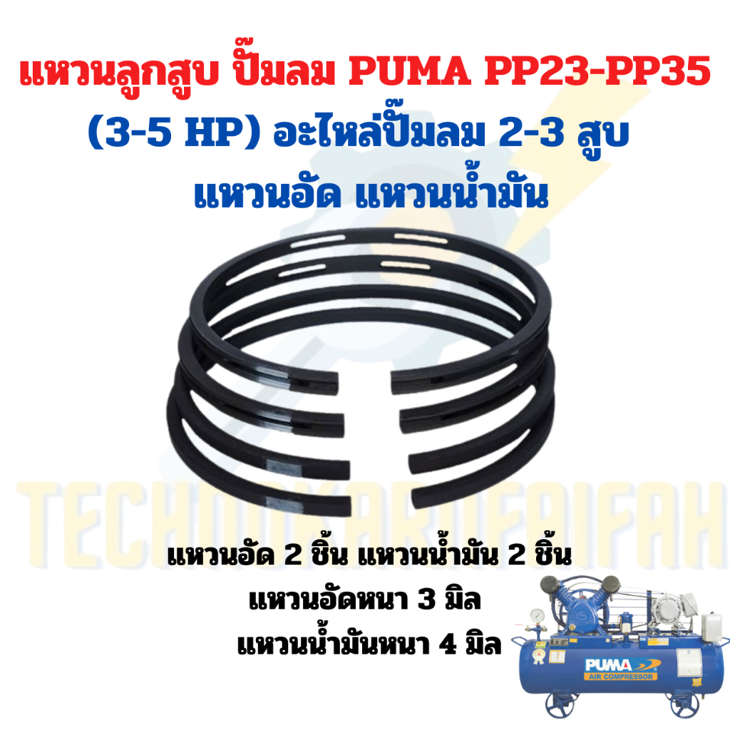 แหวนลูกสูบ ปั๊มลม PUMA | รุ่น PP23 – PP35 | 3–5 แรงม้า | อะไหล่ปั๊มลม 2 ...