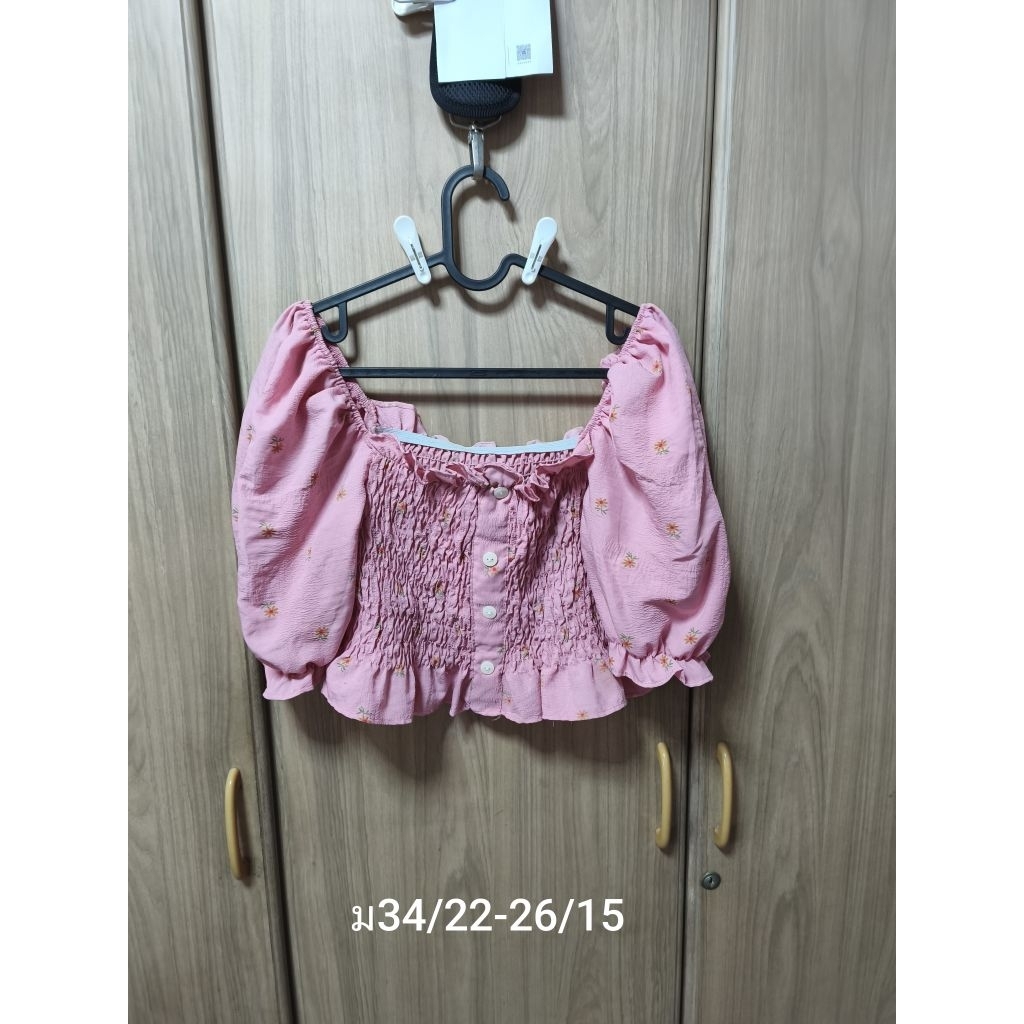 เสื้อครอปสม๊อคแขนตุ๊กตา มือ2 เอว22-26 2 ตัว90 | Shopee Thailand