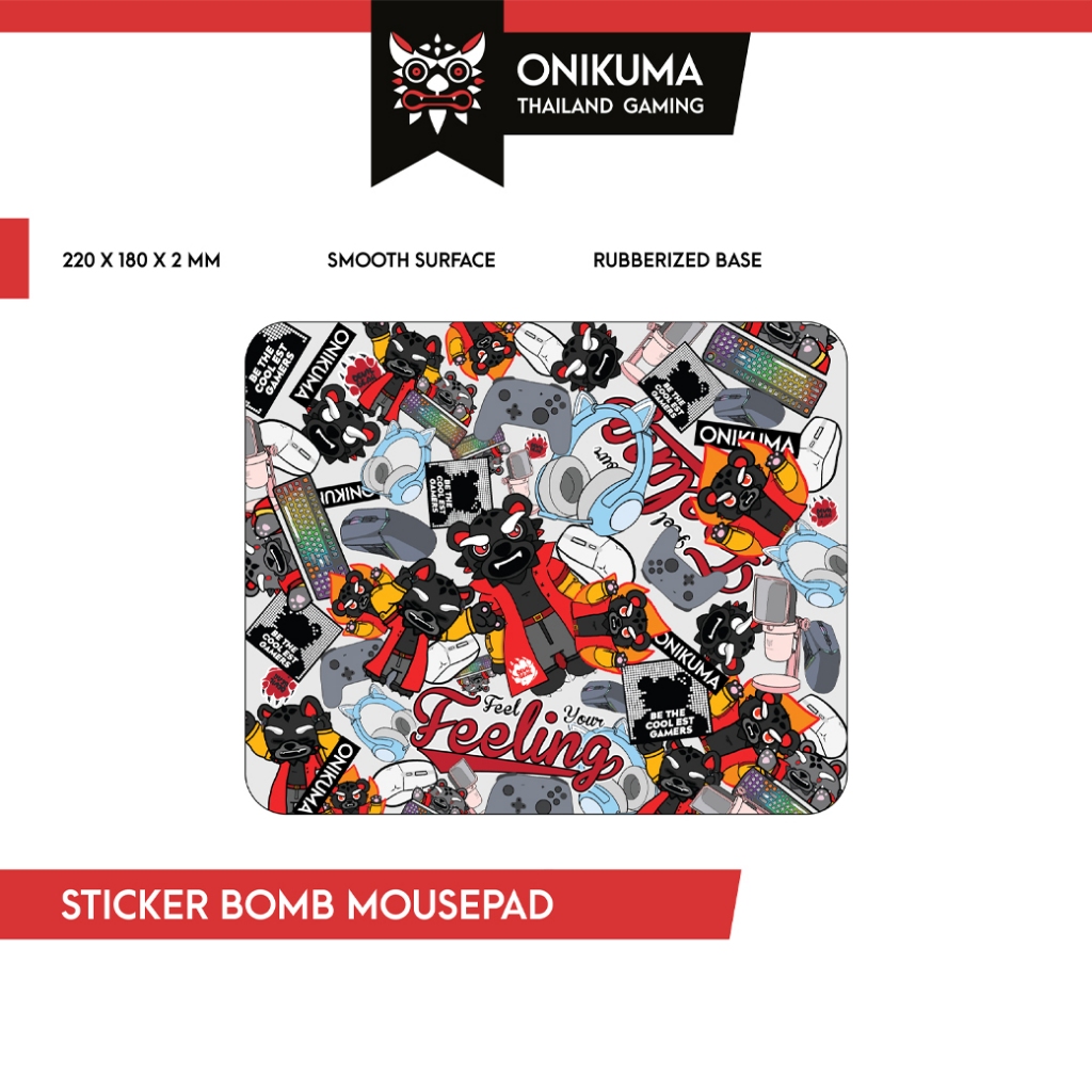Onikuma Sticker Bomb Mousepad แผ่นรองเมาส์ขนาดมินิ ลายสดใส ยึดเกาะโต๊ะ ...