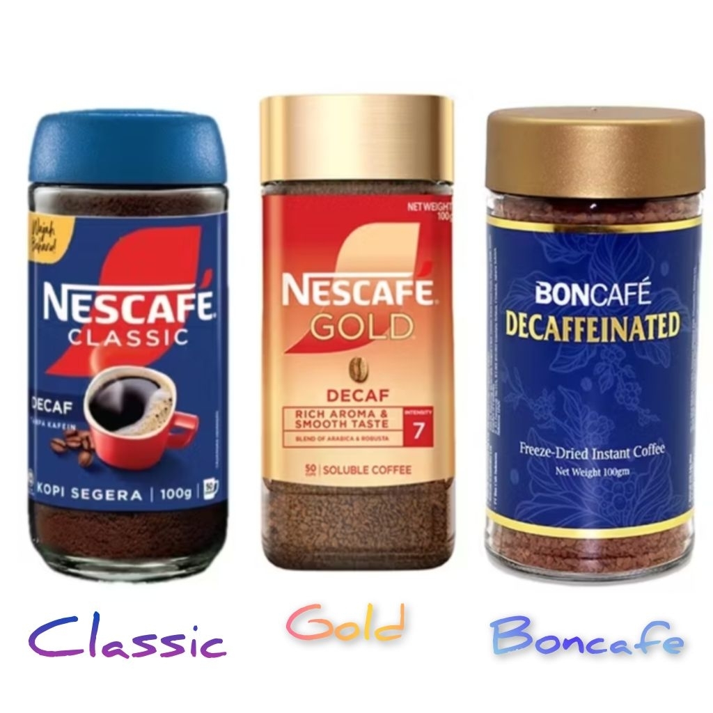 เนสกาแฟ Nescafe Classic Decaf/Gold Decaf/Boncafe Decaffeinated 100g ...