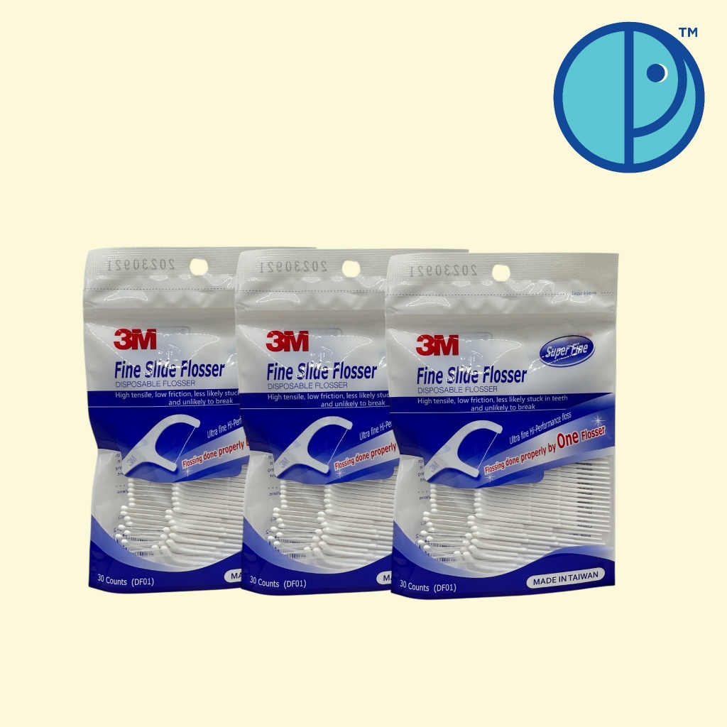 3M ไหมขัดฟันชนิดมีด้าม 3M Fine Slide Flosser (ขนาด 30 ชิ้น x 3 ถุง ...