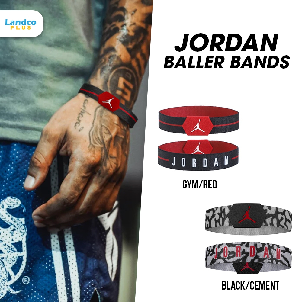 Nike ไนกี้ สายรัดข้อมือ Baller Bands Jordan J.100.0116.940 BK/R/GRY ...