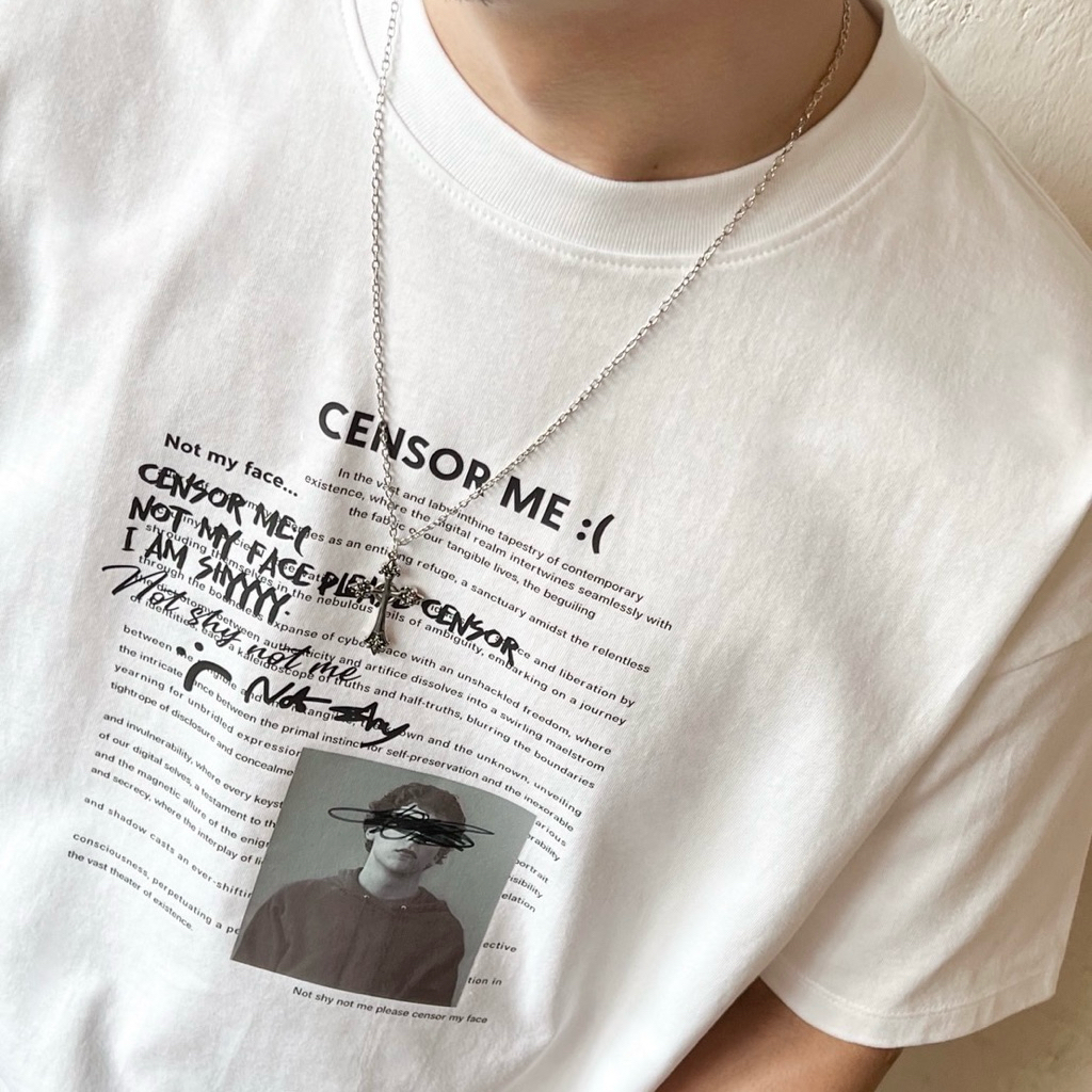 more.than.me เสื้อยืด Oversize ผ้าหนานุ่ม ลาย censor me | Shopee Thailand