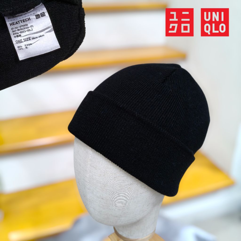 หมวกไหมพรม Heattech Uniqlo (มือ 2) U004 สีดำ | Shopee Thailand
