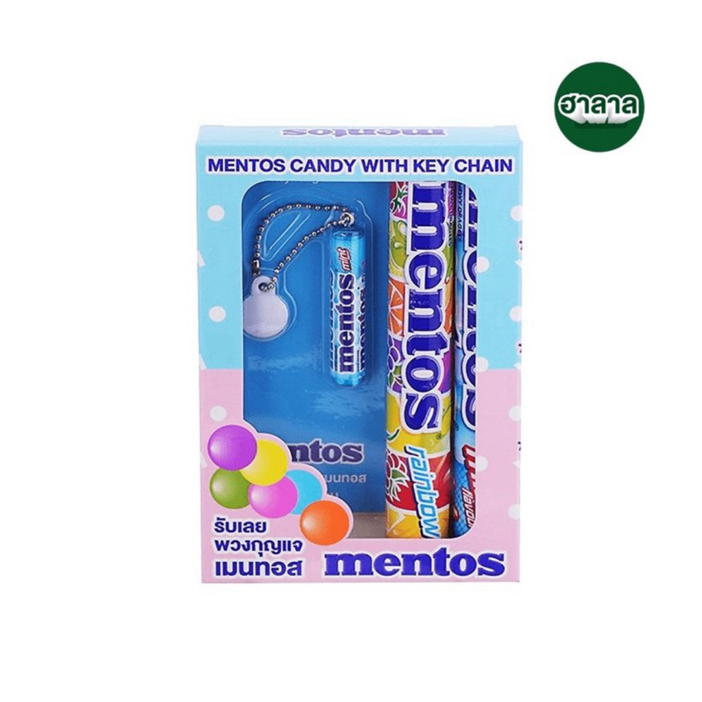 [ส่งด่วน] เมนทอสลูกอมมินต์และเรนโบว์พวงกุญแจมินิ 74ก. Mentos Mint Candy ...