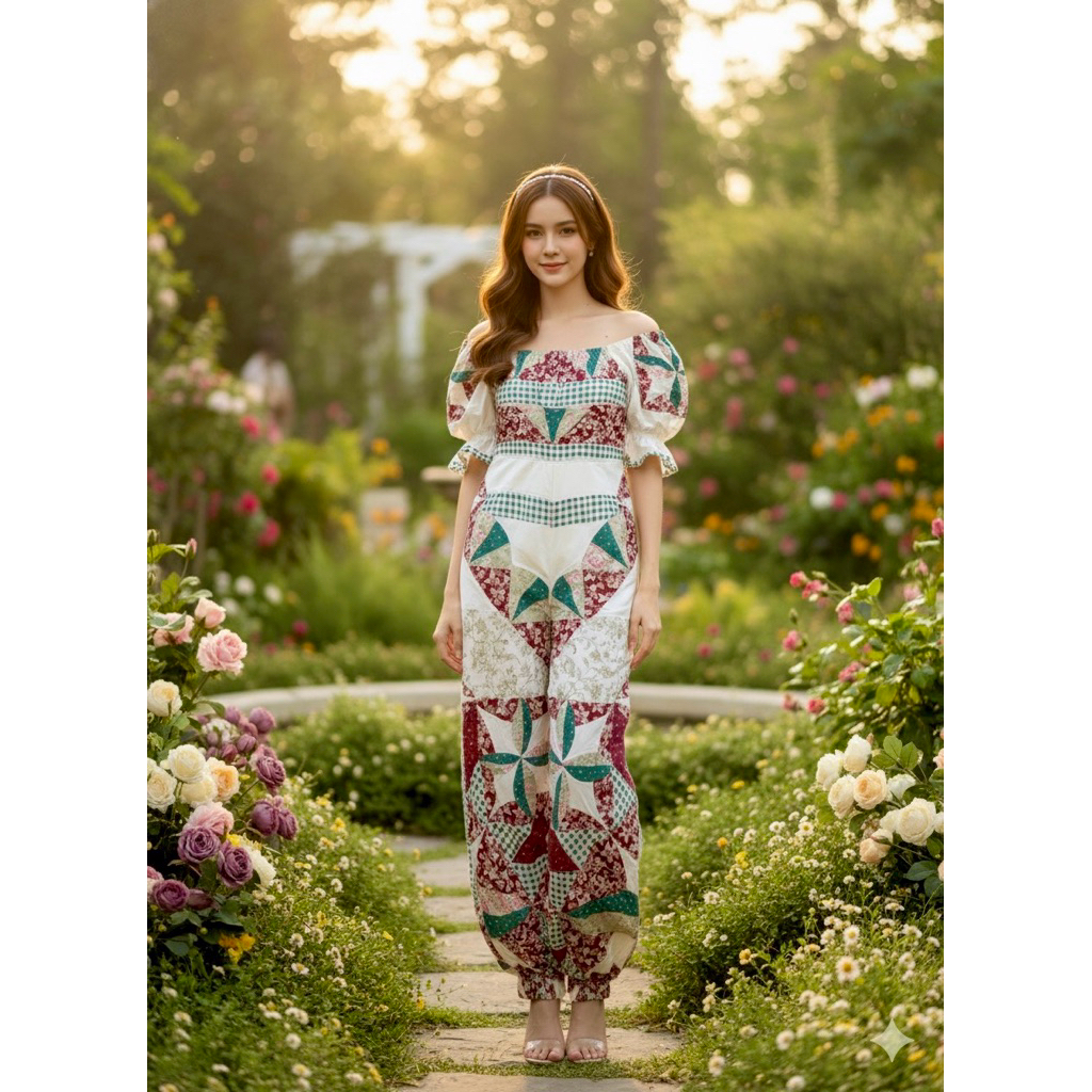 จั๊มสูทวินเทจaddeggแท้ remakeผ้าต่อ/vintage/obchoeii/2seeyou/เมาดอกไม้ | Shopee Thailand