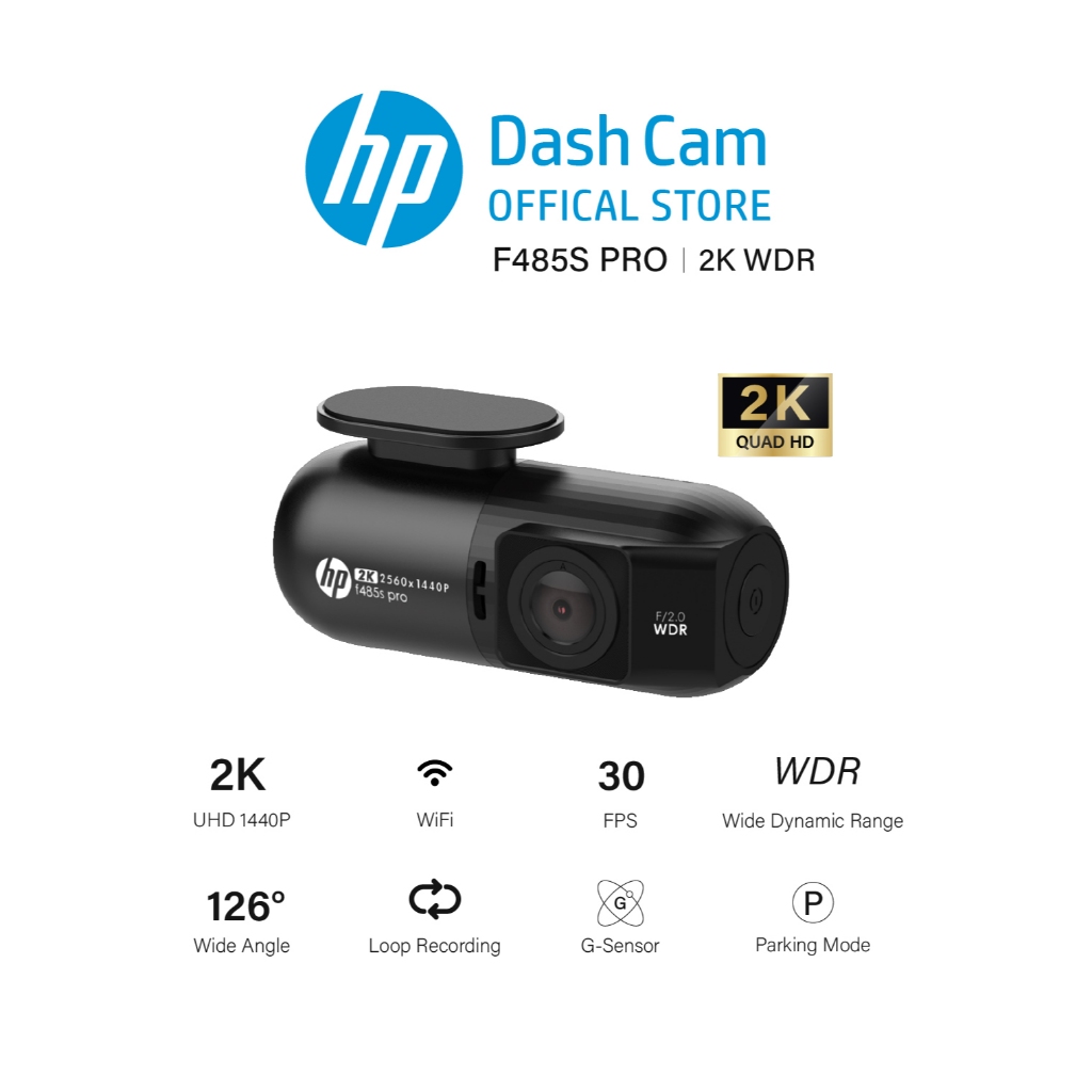 HP Dash Cam F485S Pro 1440P WDR กล้องติดรถยนต์ 2K WiFi มุมกว้าง 126 ...