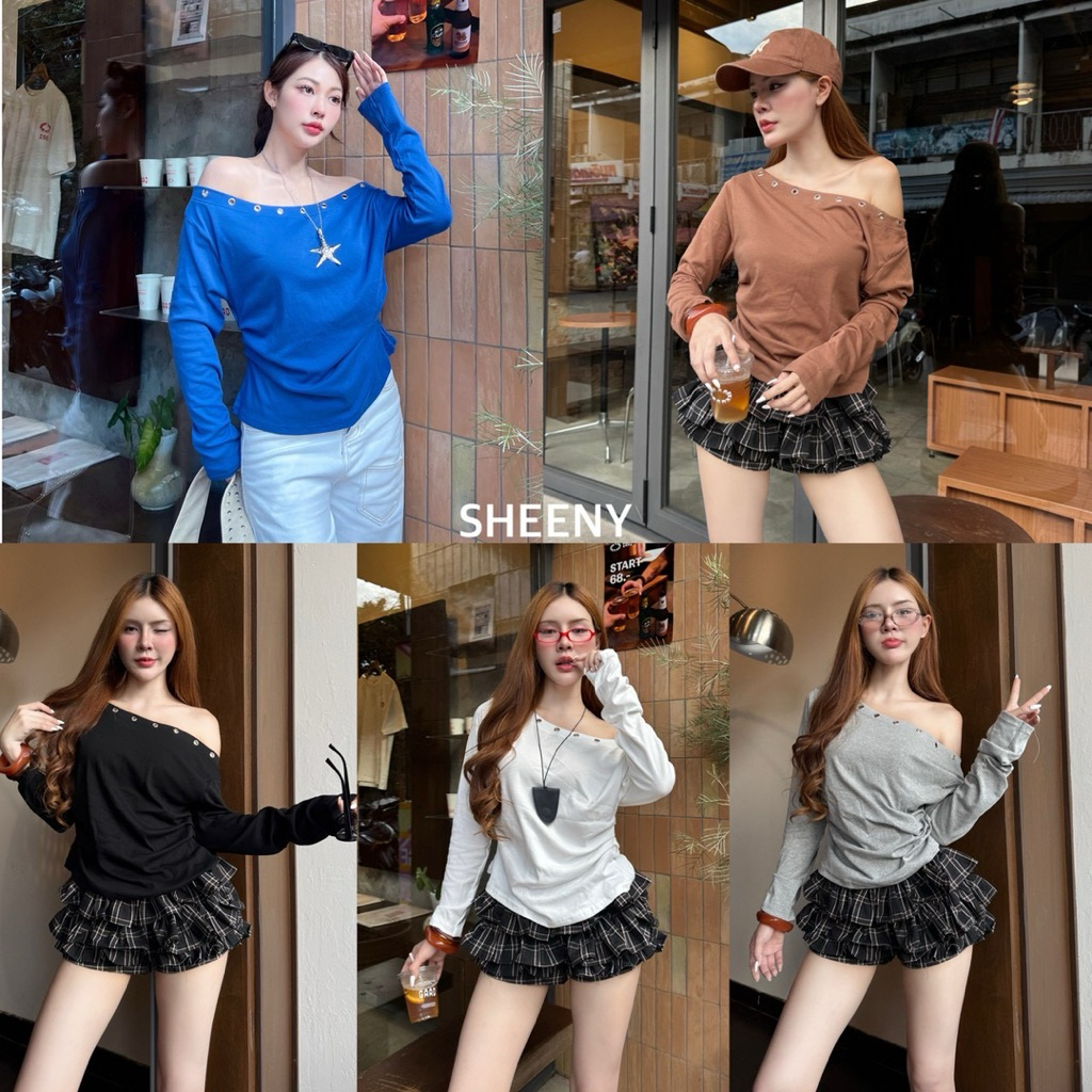 เสื้อยืดตาไก่รอบคอแขนยาวSHEENY | Shopee Thailand