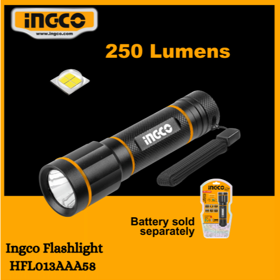 INGCO ไฟฉาย LED สว่าง 250ลูเมน รุ่น HFL013AAA58 ใช้ถ่าน AAAx3 และ 450 ...