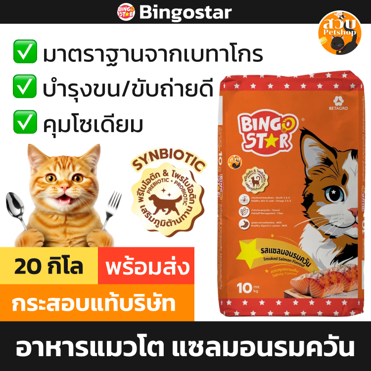 [กระสอบใหญ่] Bingo Star บิงโกสตาร์ อาหารแมว แมวโต แซลมอน รมควัน คุม ...