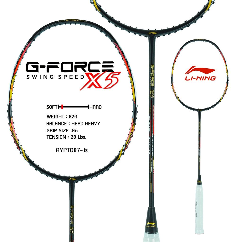 LI-NING G-FORCE X5 (82G) ไม้แบดมินตัน แถมซอง+กริปพันด้าม+เอ็น พร้อมขึ้น ...