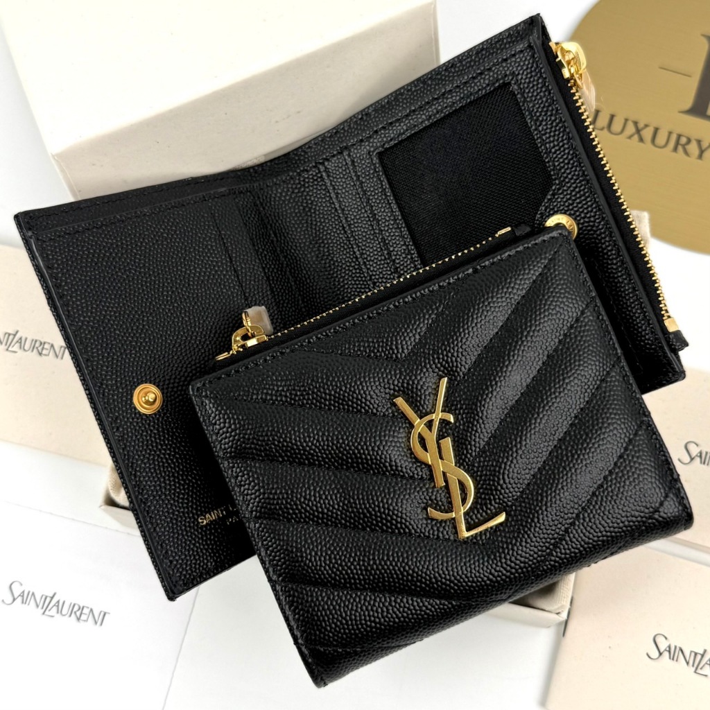 กระเป๋าสตางค์ YSL SAINT LAURENT zipper wallet 575879 (1000) สี black ...