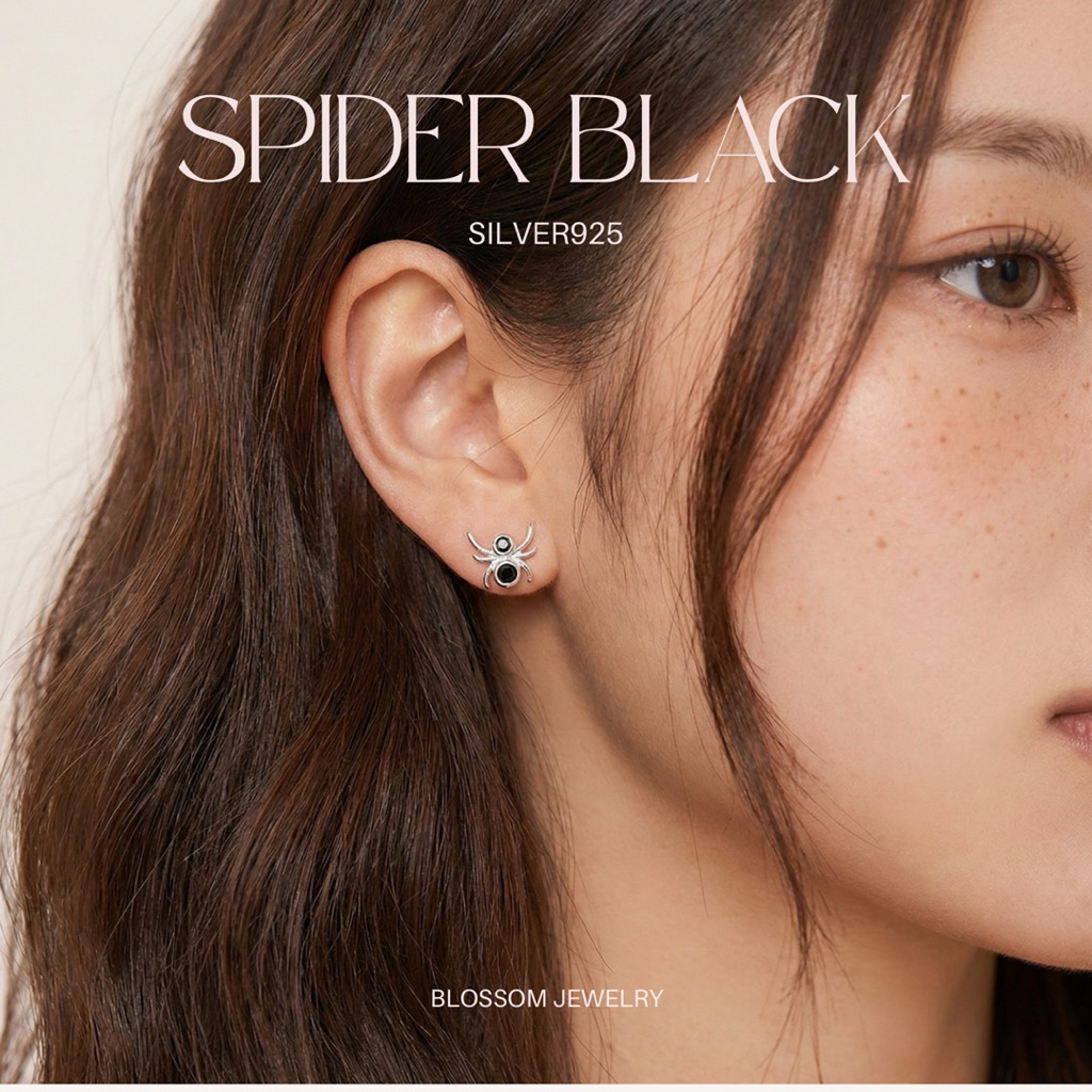 Stud Spider Black | ต่างหูแมงมุม สีดำ เงินแท้92.5% | ราคาต่อคู่ | ต่าง ...