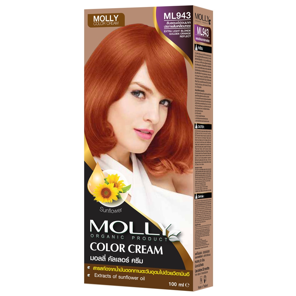 Molly Color Cream ML943 มอลลี่ ครีมย้อมสีผม สีย้อมผม สีบลอนด์กลางประกาย ...