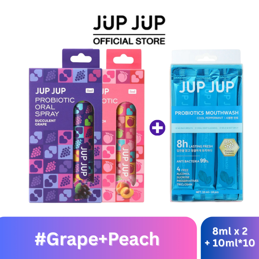 [Duo Set] Jup Jup Probiotic Oral Spray 8ml*2pcs + Probiotics Mouthwash ...