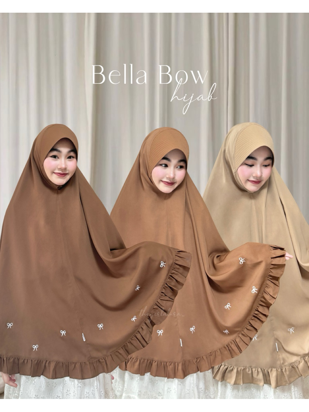 𖥦 Hijab kukkai Bella bow 𐙚 ฮิญาบกุ๊กไก่ปักโบว์ ระบาย *ดูตามขนาดนิ้วเป็นหลัก ป้ายแปะไม่ตรงนะคะ ...