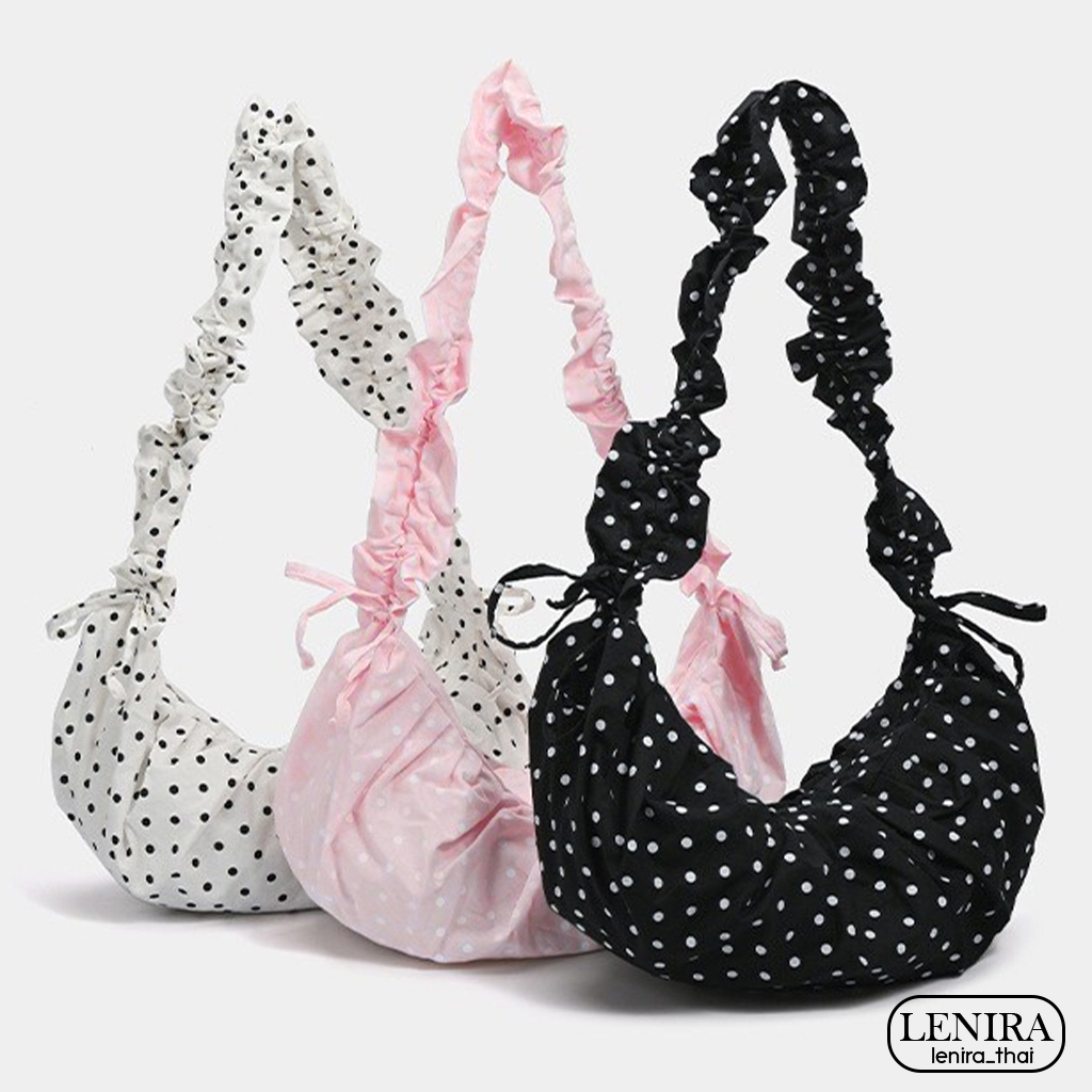 Lenira (B2448) กระเป๋าสะพายไหล่ลายจุด-ปรับสายย่นสะพายข้างได้ | Shopee ...