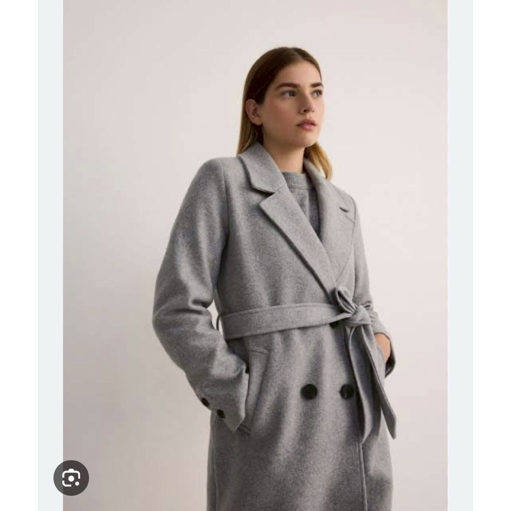 RESERVED Coat เสื้อโค้ทสีเทา แต่งเชือกผูกเอว งานแท้ | Shopee Thailand