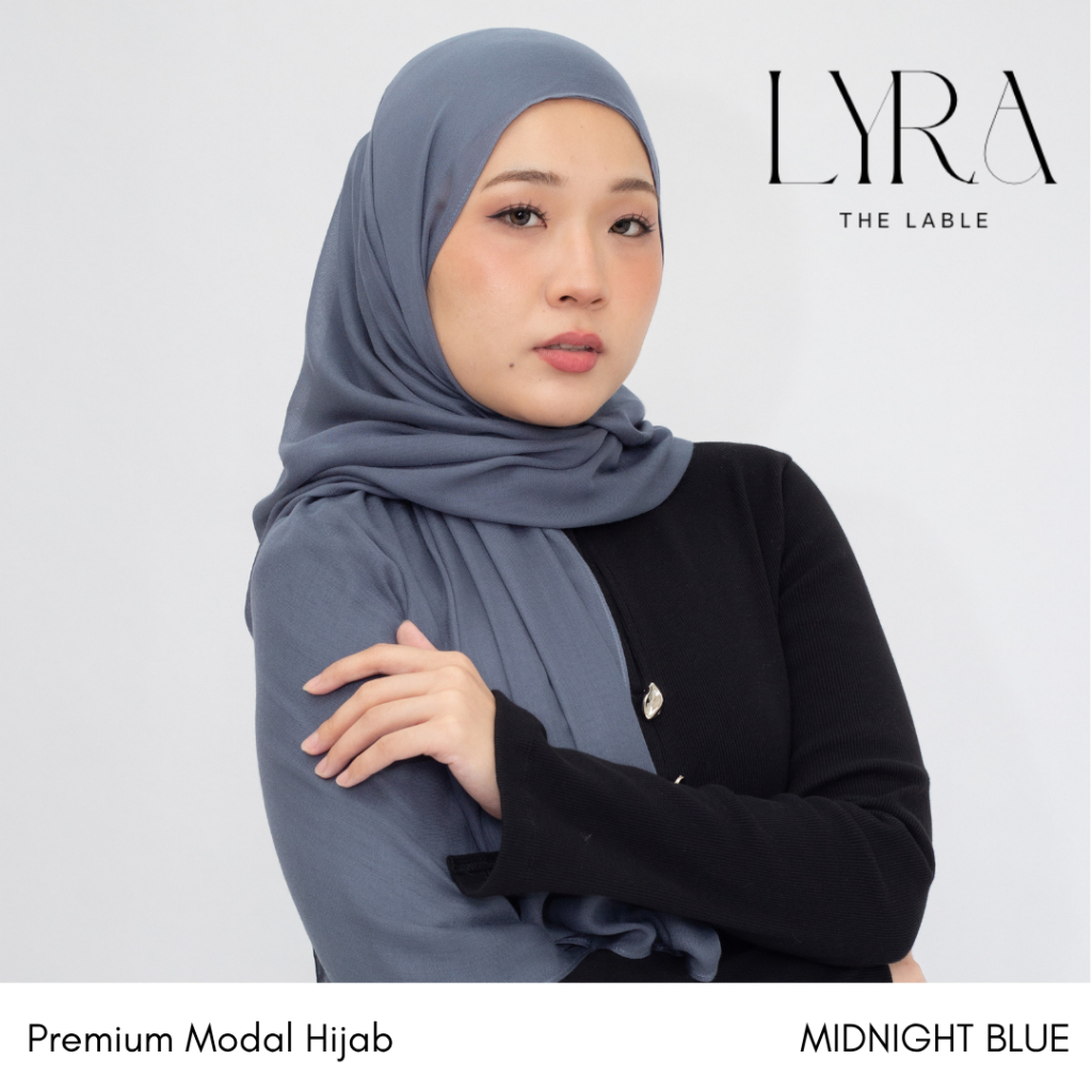 Lyra the Lable Premium Modal Hijab set in MIDNIGHT BLUE ไลร่า พรีเมียมโ ...