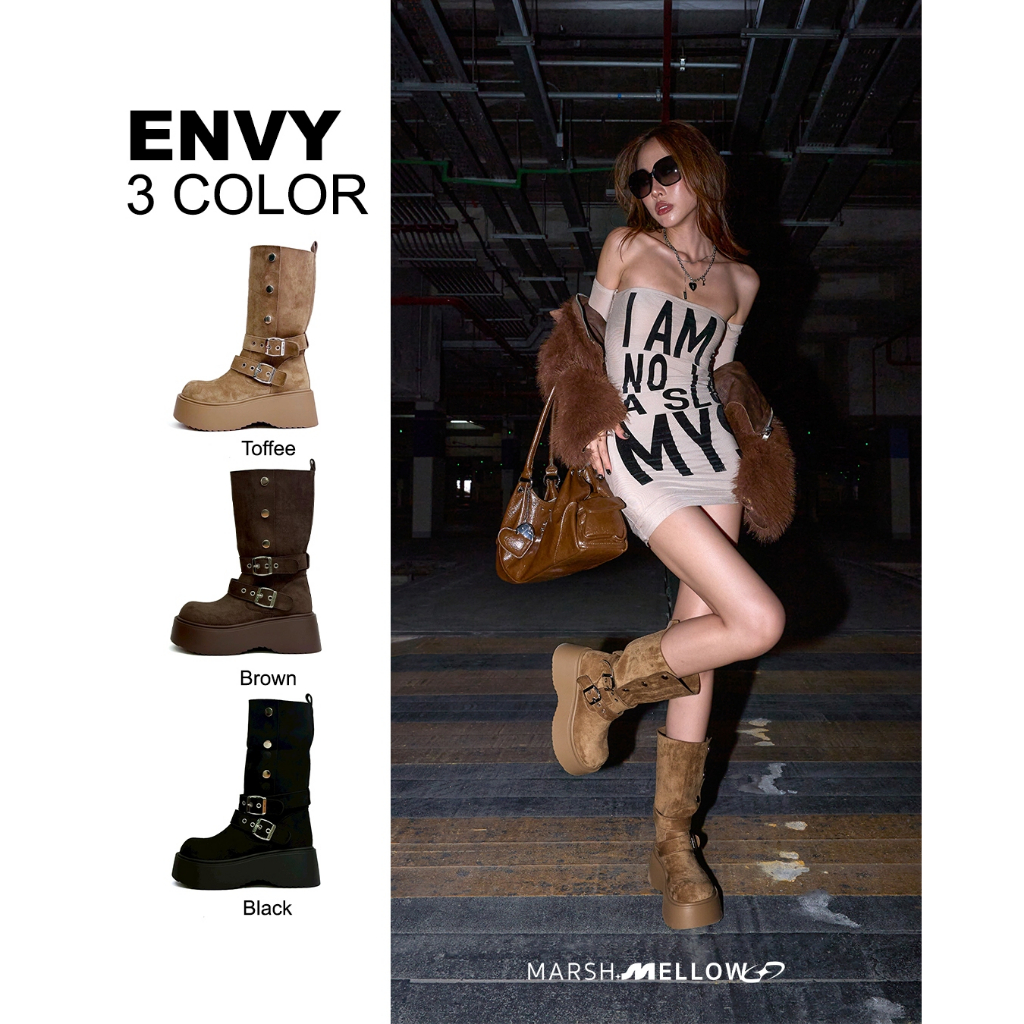 [Trendy ลดเพิ่ม 25%] ENVY BOOTS - MARSHMELLOW รองเท้าบูทหนังกลับดีเทล ...