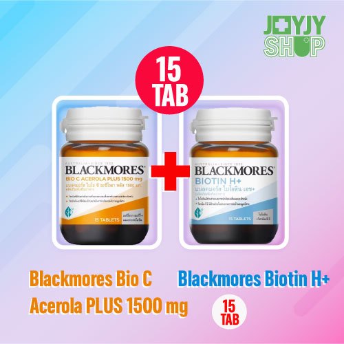 Blackmores Bio C Acerola PLUS 1500 mg 15 TAB + Blackmores Biotin H+ ...