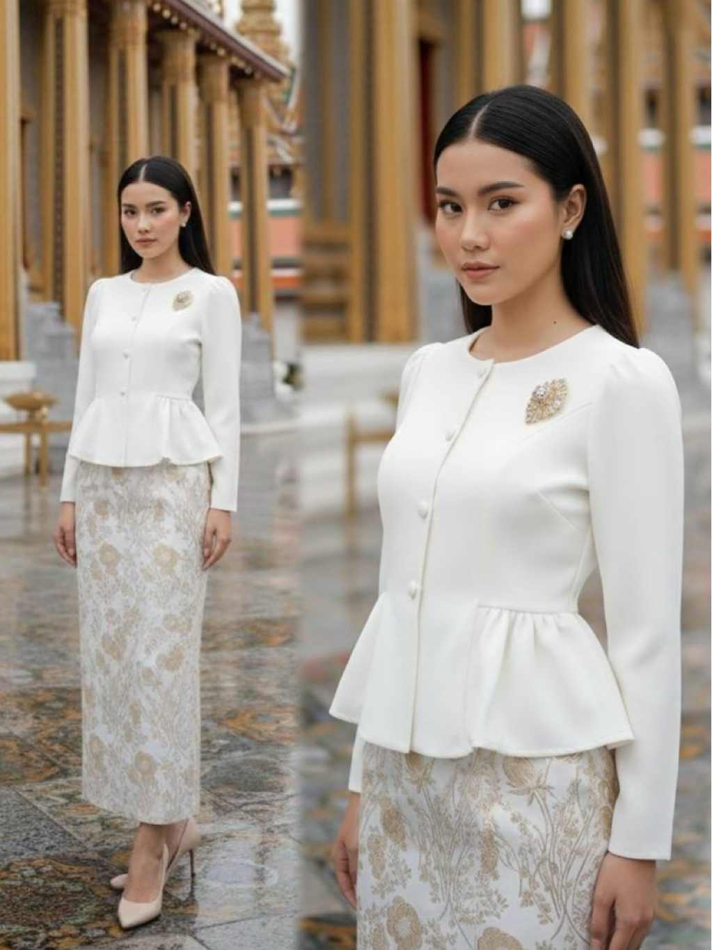 A771 🔖WHITE PREMIUM เซตผ้าไทย | Shopee Thailand