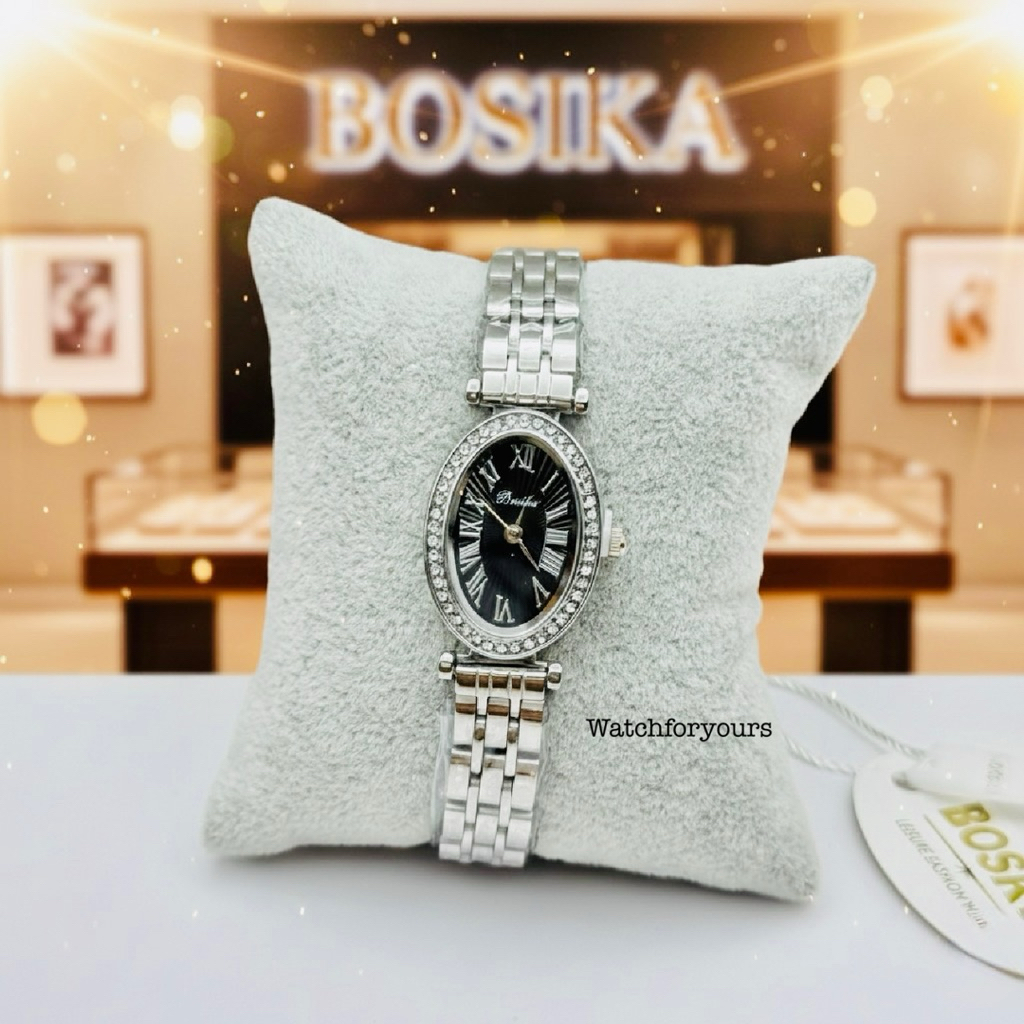 BOSIKA นาฬิกาข้อมือสายเลส หน้าปัดดีไซน์หรูหรา ขนาด20mm ตั้งเวลาให้ ...