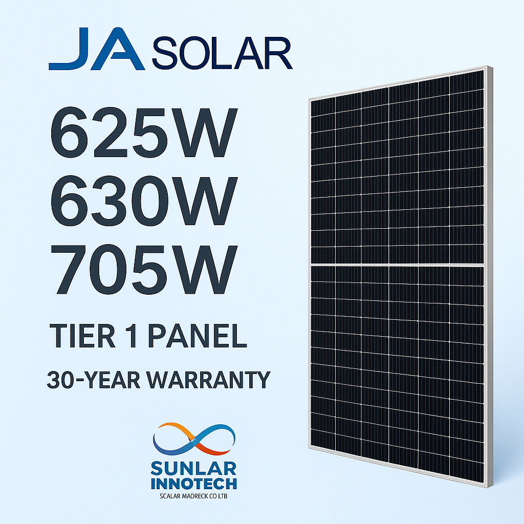 แผงโซลาร์เซลล์ JA Solar 625W, 630W, 705W | N-Type Bifacial | รับประกัน ...