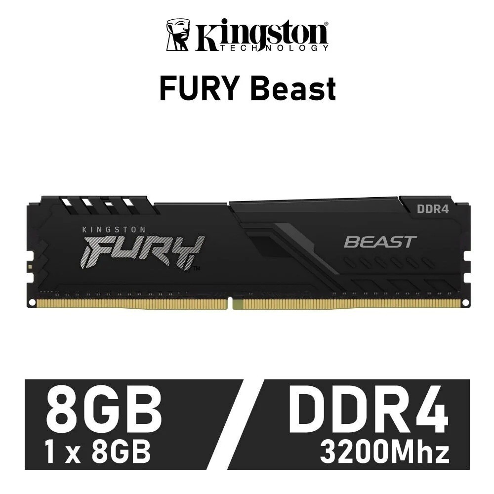 8GB RAM DDR4 3200 (แรม) KINGSTON FURY BEAST BLACK (KF432C16BB/8WP ...