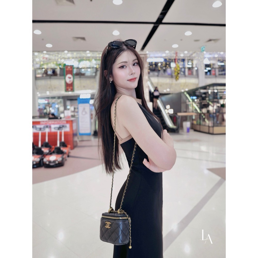 [LALAPIS ] แม็กซี่เดรส ฮาโล แบล็ค มินิมอล (LA364) | Shopee Thailand