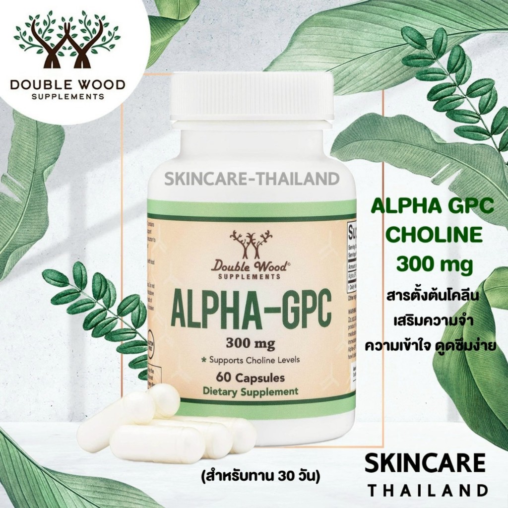 Alpha GPC Choline Double wood 60 capsules สารตั้งต้นโคลีน ความจำ ความ ...