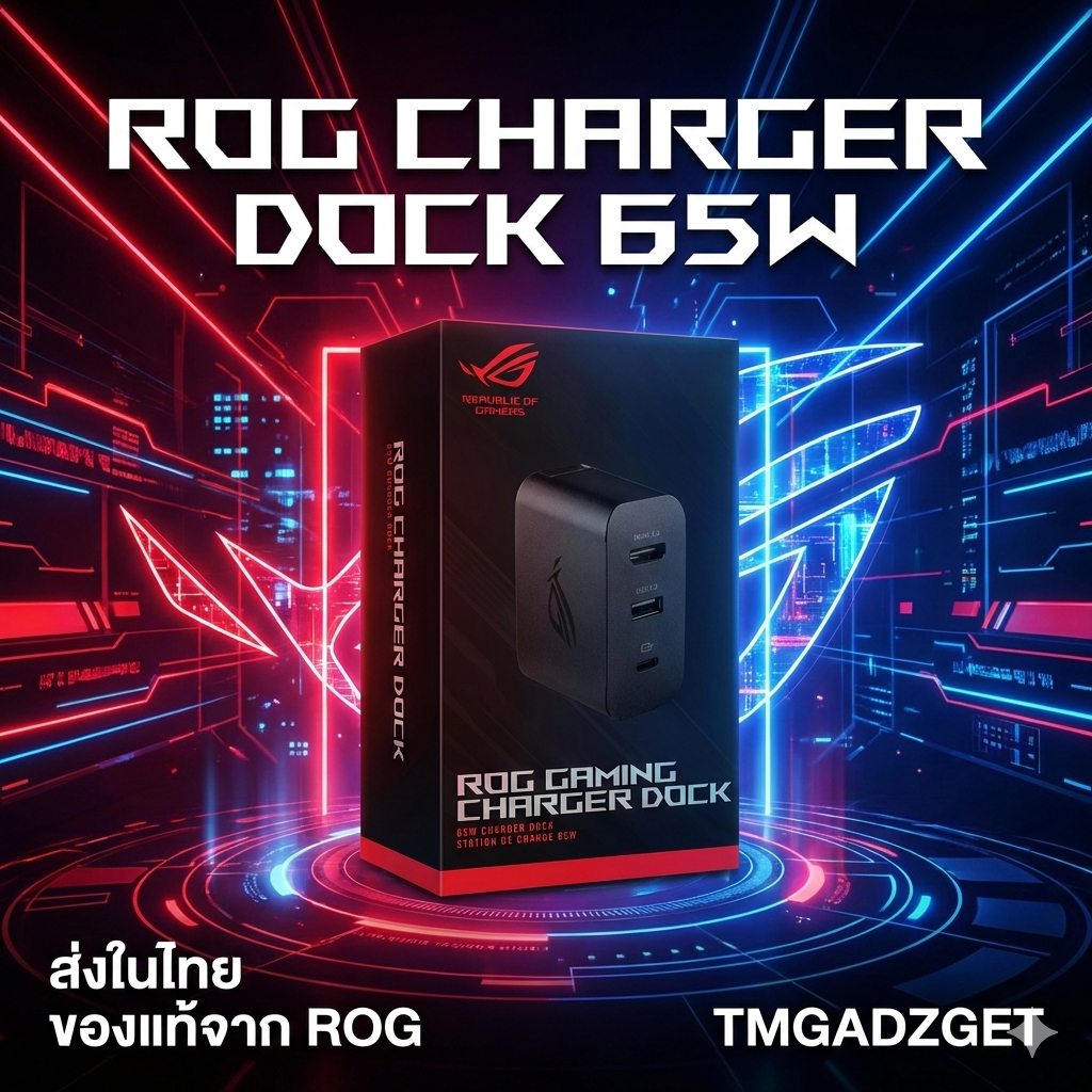 ส่งในไทย ศูนย์ไทย ROG Gaming Charger Dock 65W USB-C ด้วยเทคโนโลยี Power ...