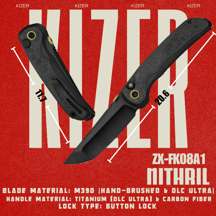 Kizer Mithril | M390 | Titanium (DLC Ultra) & Carbon Fiber | ZX-FK08A1 ...