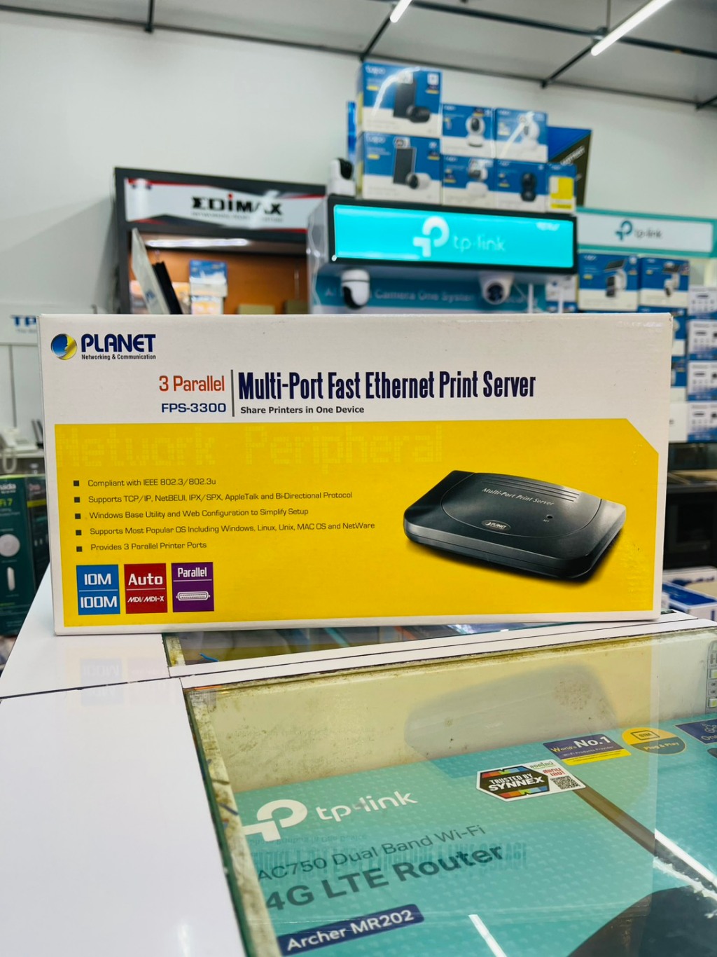 PLANET FPS-3300 Multi-Port Fast Ethernet Print Server 3 Parallel Port ...