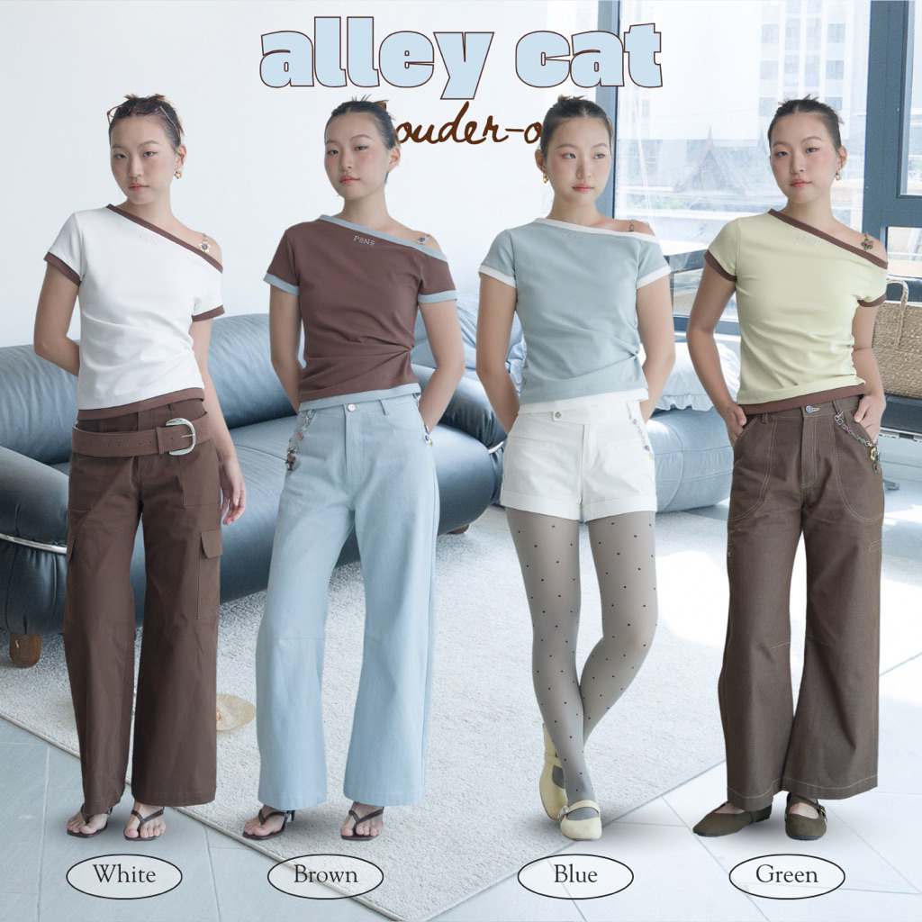 ALLEY CAT TOP(White/Blue/Green/Brown) | Shopee Thailand